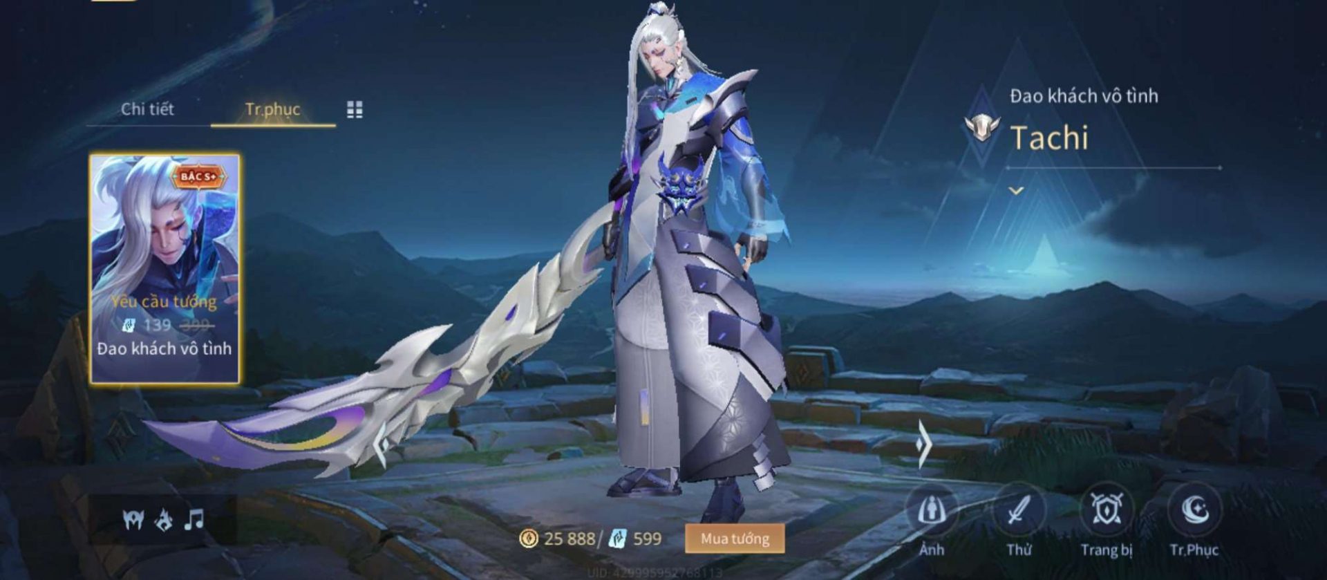 Full ngoại hình, hiệu ứng Skin Tachi Đao Khách Vô Tình