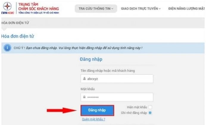 Hướng dẫn tra cứu và xuất hóa đơn điện tử EVN HCM