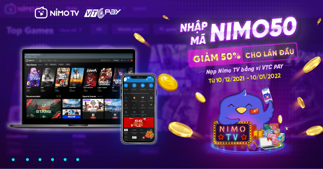 NẠP NIMO TV VỚI VÍ VTC PAY NHẬN NGAY 1 TRIỆU VND